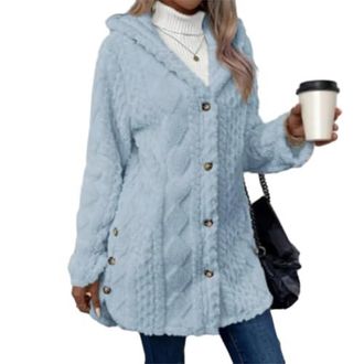 Generic Cardigan &agrave; capuche en jacquard pour femme, manches longues, v&ecirc;tement dext&eacute;rieur en tricot chaud pour lautomne et lhiver, poches pour un usage quotidie