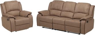 Vente-Unique Couchgarnitur Relax 3+1 - Microfaser - Taupe - Hernani