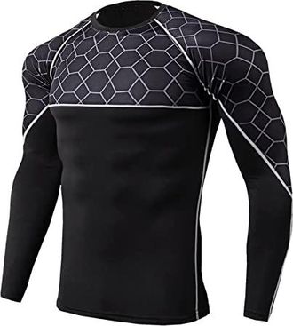 Generic Sweat dentraînement musculaire à manches longues pour homme, coupe ajustée, séchage rapide, vêtements de sport en plein air, blanc, XXL