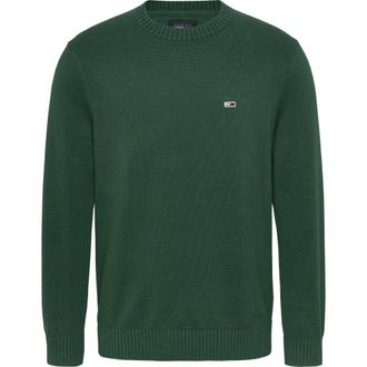 Tommy Jeans Homme, Pulls, Vert, Taille: L Pull en Coton Vert Détail Contrasté