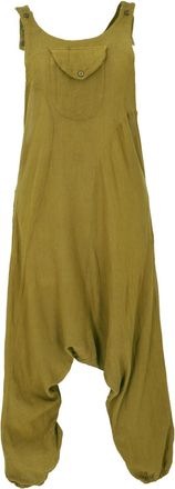 Guru Shop Nat&uuml;rliche Boho Latzhose, Overall, Luftiger Jumpsuit - Khaki, Damen, Baumwolle