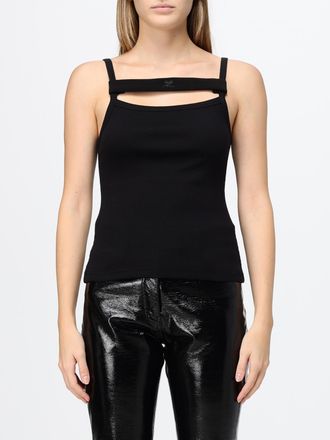 Courr&egrave;ges Geripptes Baumwolljersey-Top mit quadratischem Ausschnitt