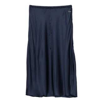 Kenzo Femme, Jupes, Bleu, Taille: 40 FR Jupe mi-longue &agrave; cordon et plaque logo