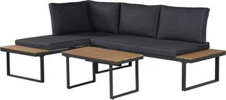 Habitat et Jardin Salon de jardin canap&eacute; dangle d&eacute;cor imitation bois Liora - 4 places - Gris