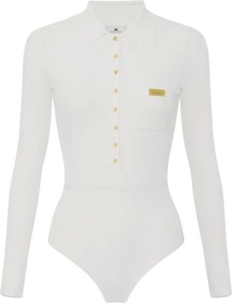 Elisabetta Franchi Femme, Tops, Blanc, Taille: 40 FR Body en maille micro-tress&eacute;e