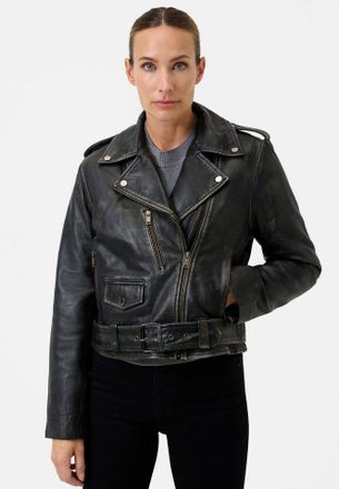 Ricano Lederjacke Louna Lederjacke mit Reverskragen und schr&auml;gem Rei&szlig;verschluss