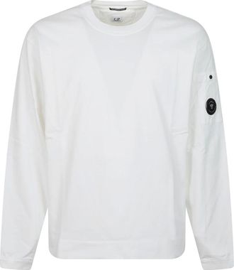 C.P. Company C.p. Company, Homme, Sweatshirts et sweats &agrave; capuche, Blanc, Taille: M SweaT-shirt col rond en molleton textur&eacute; en diagonale