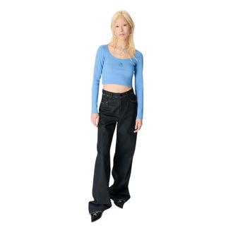 Marine Serre Damen, Jeans, Blau, LGr&ouml;&szlig;e