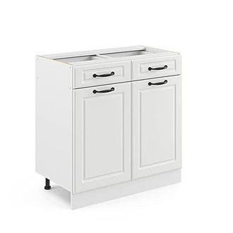 Vicco Meuble Cuisine R-Line, Blanc Campagne/Blanc, 80 cm sans Plan de Travail