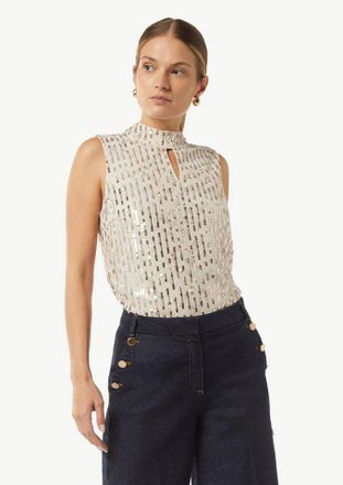 Comma Blusentop Bluse Blusentop mit Pailletten