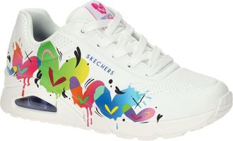 Skechers Schn&uuml;rschuh Skechers Uno Schuhe wei&szlig; bunte Herzen 190008
