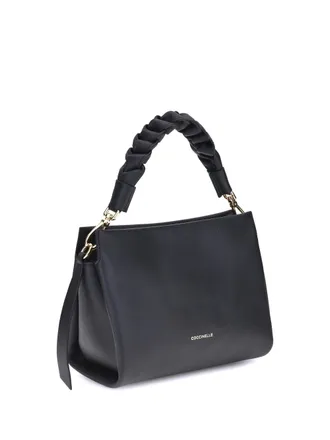 Coccinelle Womens Boheme Handbag Noir-Cognac Calf Leather Bos Taurus Handbags Noir/cognac Hand Bags