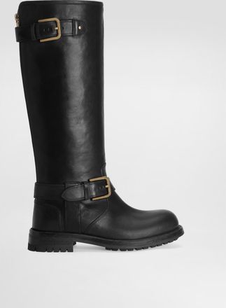 Dolce & Gabbana Bikerstiefel Aus Leder - Frau Stiefel Und Siefeletten Schwarz 37.5