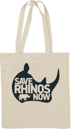 Generic Save Rhinos Now Sac fourre-tout en coton naturel Blanc