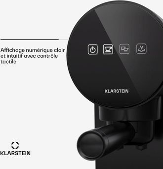 Klarstein Klarstein - Cafetiere avec Mousseur de Lait Cafeti&egrave;res Machines &agrave; Caf&eacute; et Machines &agrave; Expresso 0.9L Petite Cafeti&egrave;re Electrique Acier Inoxydable 1360W