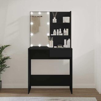 vidaXL Schminktisch mit LED-Leuchten Schwarz 74,5x40x141 cm - Vidaxl