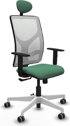 Piqueras y Crespo B&uuml;rostuhl, gr&uuml;n, mit 1D-Armlehnen, h&ouml;henverstellbarer Lendenwirbelst&uuml;tze und festem Kopfteil, ausgestattet mit Sincro 3 Positionen und Schneideschaum,