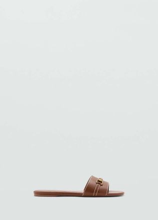 Mango Sandales brides d&eacute;tail m&eacute;tallique marron moyen - Femme - 35 - MANGO