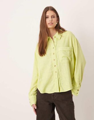 Free People Laurel - Oberteil in Early Bloomer-Gelb mit hohem Leinenanteil