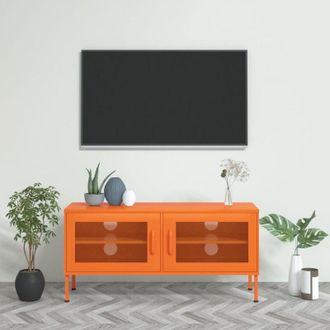 vidaXL Vidaxl - Armoire t&eacute;l&eacute;vis&eacute;e avec 2 portes en maille en acier de style industriel diff&eacute;rentes couleurs Couleur : Orange