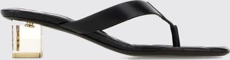 Saint Laurent Tongs Sip en cuir dagneau avec talon monogramme
