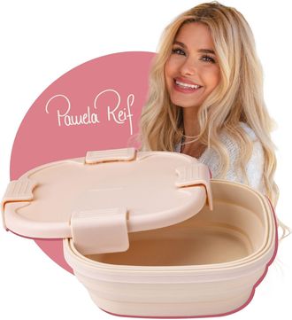 Fackelmann x Pamela Reif Snacking-Box - Pastell Beige, 700 ml, Silikon, mit Click-System f&uuml;r sicheren Verschluss