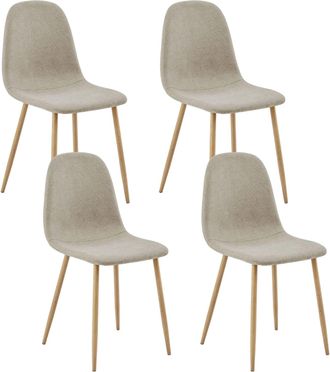 Furniture R Minimalistischer, gepolsterter Esszimmerstuhl aus Leinen, 4er-Set, kleine K&uuml;che, platzsparender Beistellstuhl ohne Armlehnen. Hoher R&uuml;cksitz mit Metal