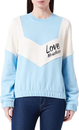 Love Moschino Regular fit Long-Sleeved Roundneck Sweatshirt in 100% Cotton Fleece with Contrast Color Inserts on The Front, Back and Sleeves and Italic Logo Print o