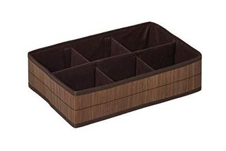 Premier Housewares Kankyo 6 Abschnitte Dunkelbraune Aufbewahrungsbox, Bambus, Pappe, Polyethylen, Braun, 27x40x10