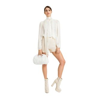 Twinset Femme, Blouses et Chemises, Blanc, Taille: 36 FR Camicia Bianca in raso creponne