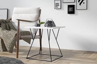 Hanah Home Modern White Coffee Table, 45 x 50 x 45 cm | 100% Melamine Coated Particle Board, 18 mm Thick | Scandinavian Design for Stylish Living Spaces