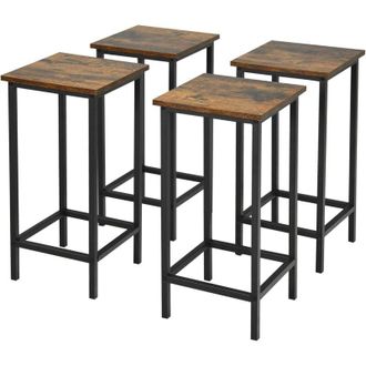Costway Costway - Lot de 4 Tabourets de Bar Avec Repose-Pieds,Chaises De Bar Style Moderne,Tabouret Haut 62 cm pour Cuisine,Caf&eacute;,Bistro,Marron