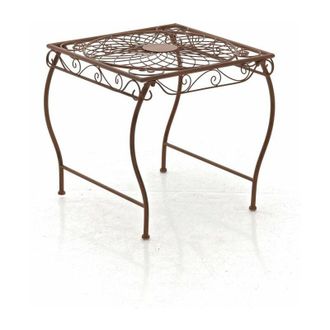 Clp Table de jardin en fer d&eacute;corative - Design rustique avec motifs floraux - Dimensions 45x45cm - Hauteur 46cm - Largeur 49cm