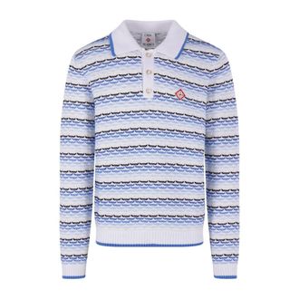 Casablanca Bedruckter Strick-Poloshirt - - Tops - Herren - Wei&szlig; - M