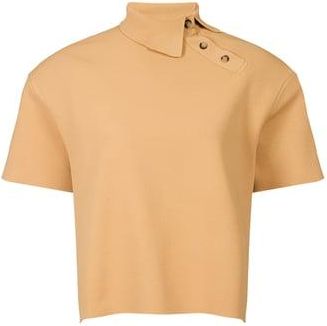 A.W.A.K.E. Top manches courtes &agrave; col drap&eacute; en viscose