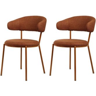 Mobili Rebecca St&uuml;hle Rebecca Mobili Frenj 80,5x47,5x57,5 Polyestergewebe Stahl Orange Modern SET 2 St&uuml;ck
