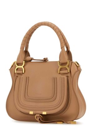 Chlo&eacute; Marcie Calfskin Leather Shoulder Bag - Beige