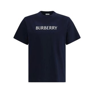 Burberry Homme, Tops, Bleu, Taille: L T-shirt en coton avec imprim&eacute; graphique
