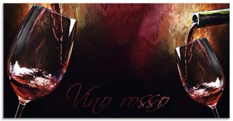 Artland ARTland Wanddeko Glasbilder Wandbild Glas Bild einteilig 100x50 cm Querformat Rotwein Lounge Bar Restaurant Italien Wein Kunst Malerei T5PV