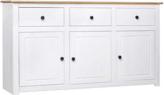 Les Tendances Buffet 3 portes 3 tiroirs pin massif blanc et clair Iris