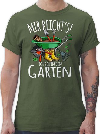 Shirtracer T-Shirt Herren - Hobby Outfit - Mir reichts ich GEH in den Garten - Gartenarbeit & G&auml;rtnern - wei&szlig; - 3XL - Army Gr&uuml;n - Tshirt Spruch g&auml;rtner Shirt spr