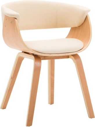 vidaXL Esszimmerstuhl Creme Bugholz und Kunstleder - Vidaxl