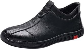 Generic Chaussures daffaires pour homme tendance sans lacets &agrave; enfiler - Mocassins en cuir &agrave; bout rond - Chaussures plates antid&eacute;rapantes pour r&eacute;unions daffai