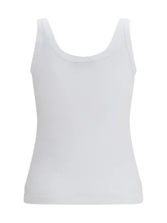 Dolce & Gabbana Womens Ribbed Logo Tank Top Bianco Ottico Cotton