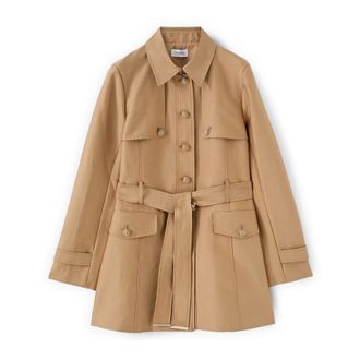 Motivi Femme, Manteaux, Beige, Taille: 42 FR Trench-coat en m&eacute;lange de coton avec ceinture