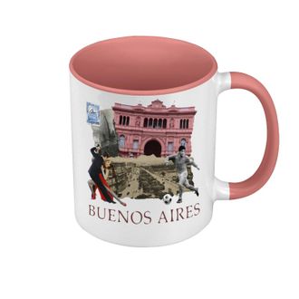 Fabulous Tasse, Farbe Premium Qualität, Rosa - Buenos Aires Collage Reise Postkarte Argentinien - Tasse mit Henkel und farbigem Innenfutter