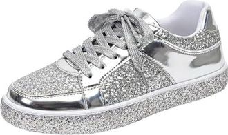 Generic Baskets Basses Femme &agrave; Paillettes Plates Chaussures de Sport Sequins Brillantes Sneakers Tendances Chaussures de Marche L&eacute;g&egrave;res D&eacute;contract&eacute;es 37