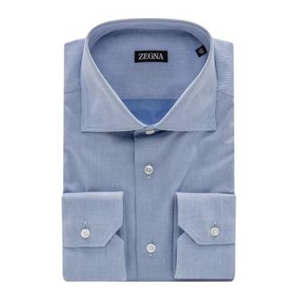 Ermenegildo Zegna Chemise classique &agrave; col italien - Homme - Chemises - Bleu - Taille: S
