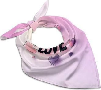 Generic Love Écharpe carrée en soie légère avec coeur pour cheveux respirant Cadeau pour homme et femme, multicolore, 60x60cm