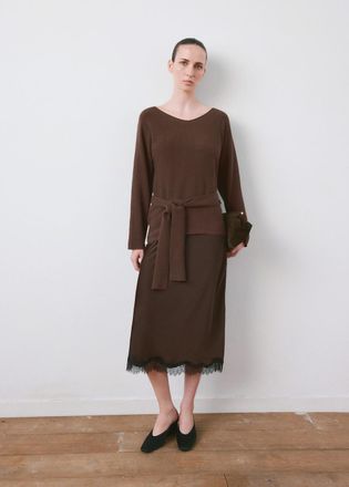 Mango Pull-over ceinture maille chocolat - Femme - XS - MANGO